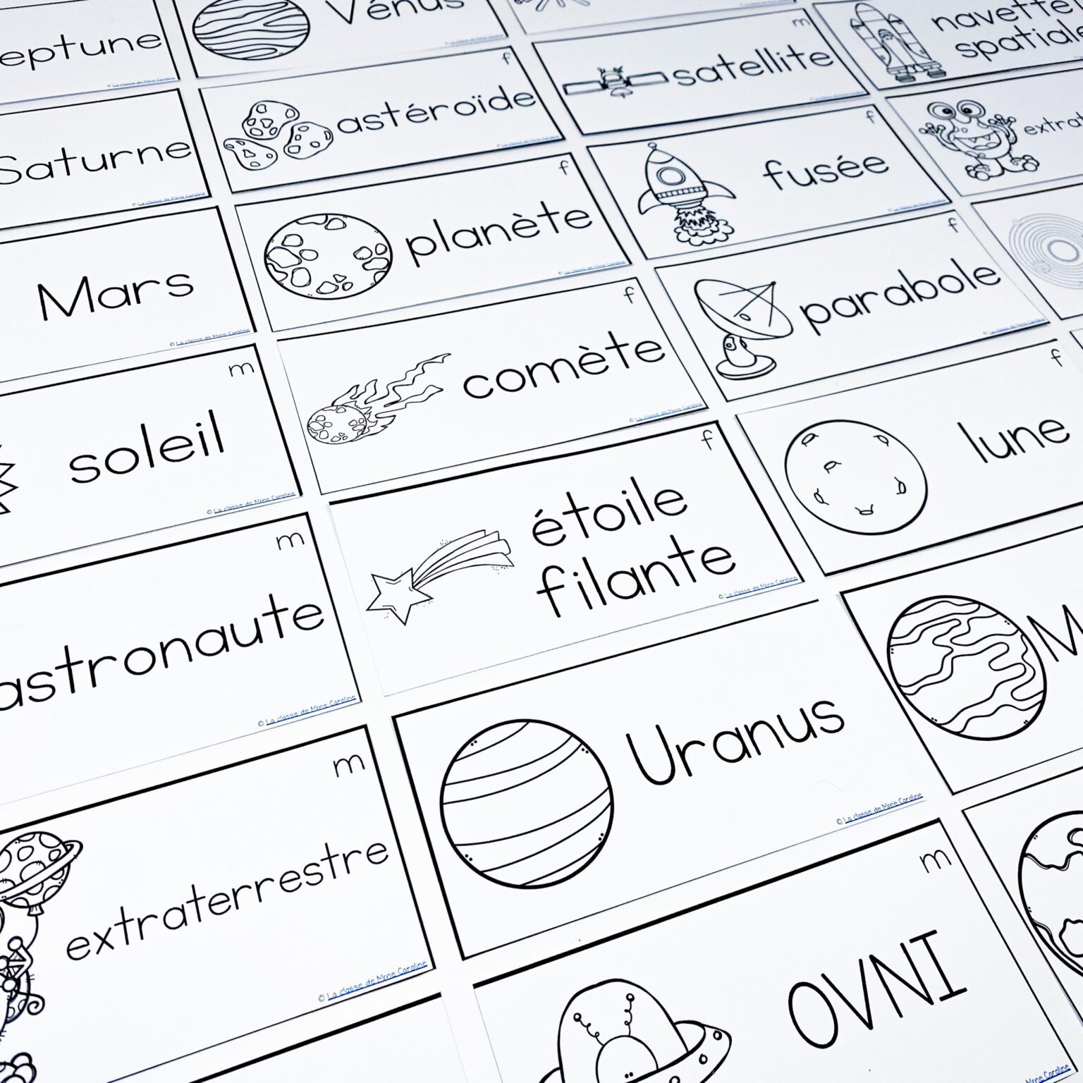 French Space Word Wall Cards for Building Vocabulary - Vocabulaire de l ...