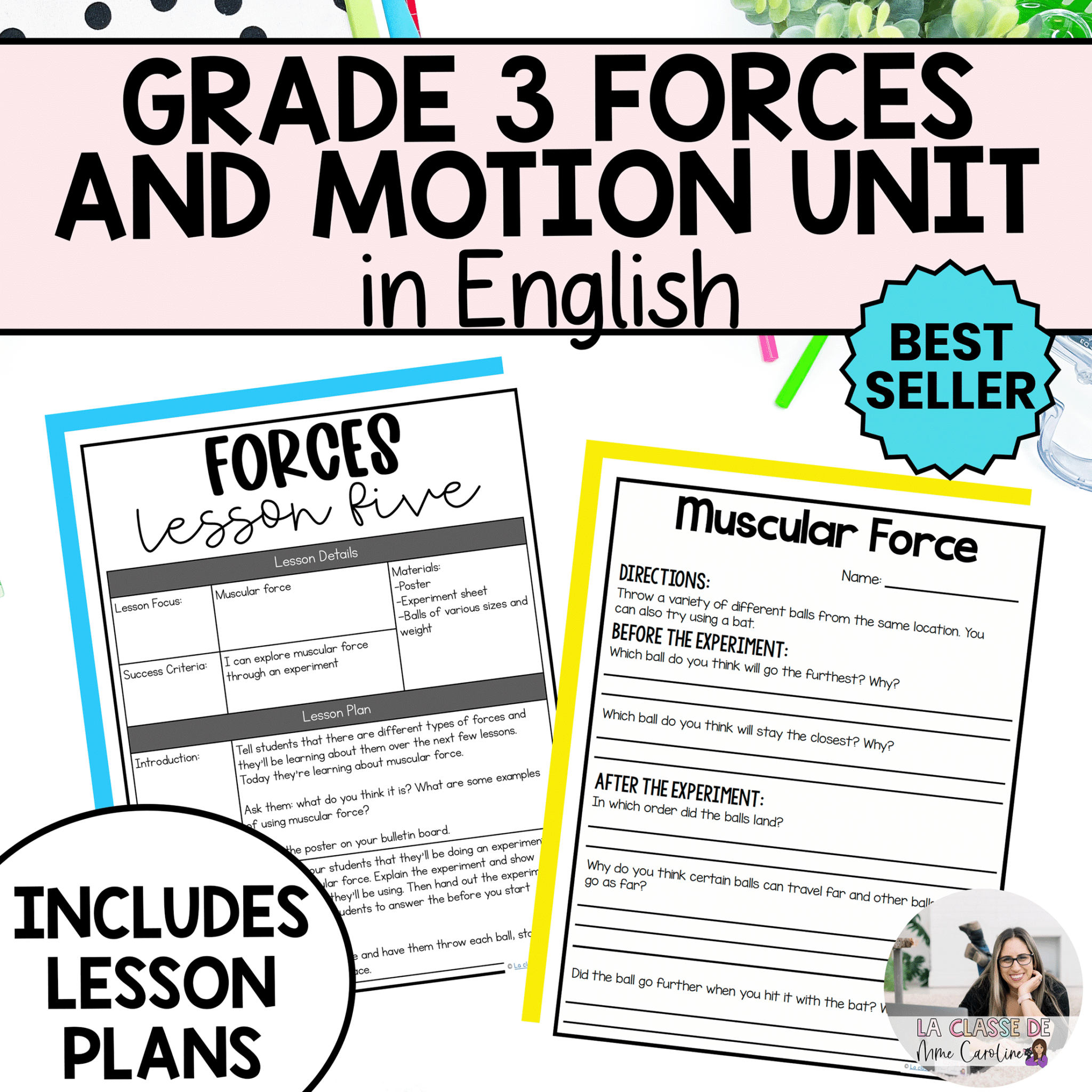 Grade 3 Forces and Motion Science Unit with Lesson Plans - in ENGLISH ...