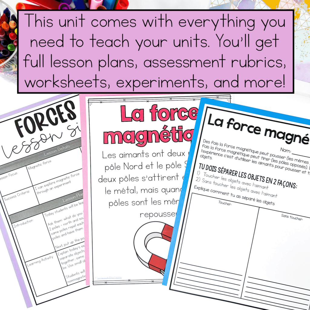 Grade 3 Forces and Motion Science Unit in FRENCH - Les forces et le ...