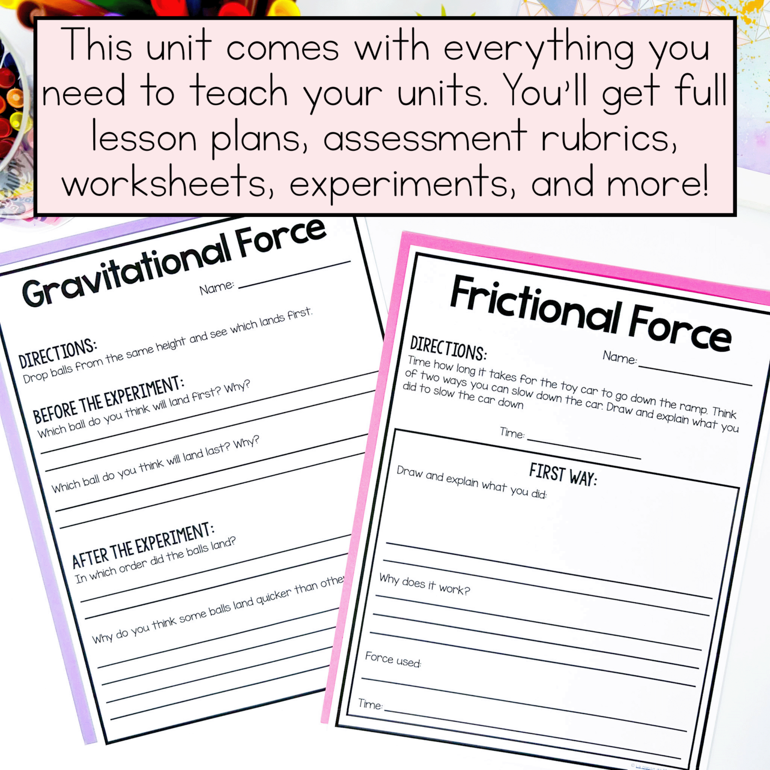 Grade 3 Forces and Motion Science Unit with Lesson Plans - in ENGLISH ...