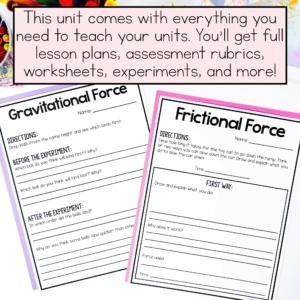 Grade 3 Forces and Motion Science Unit with Lesson Plans - in ENGLISH ...