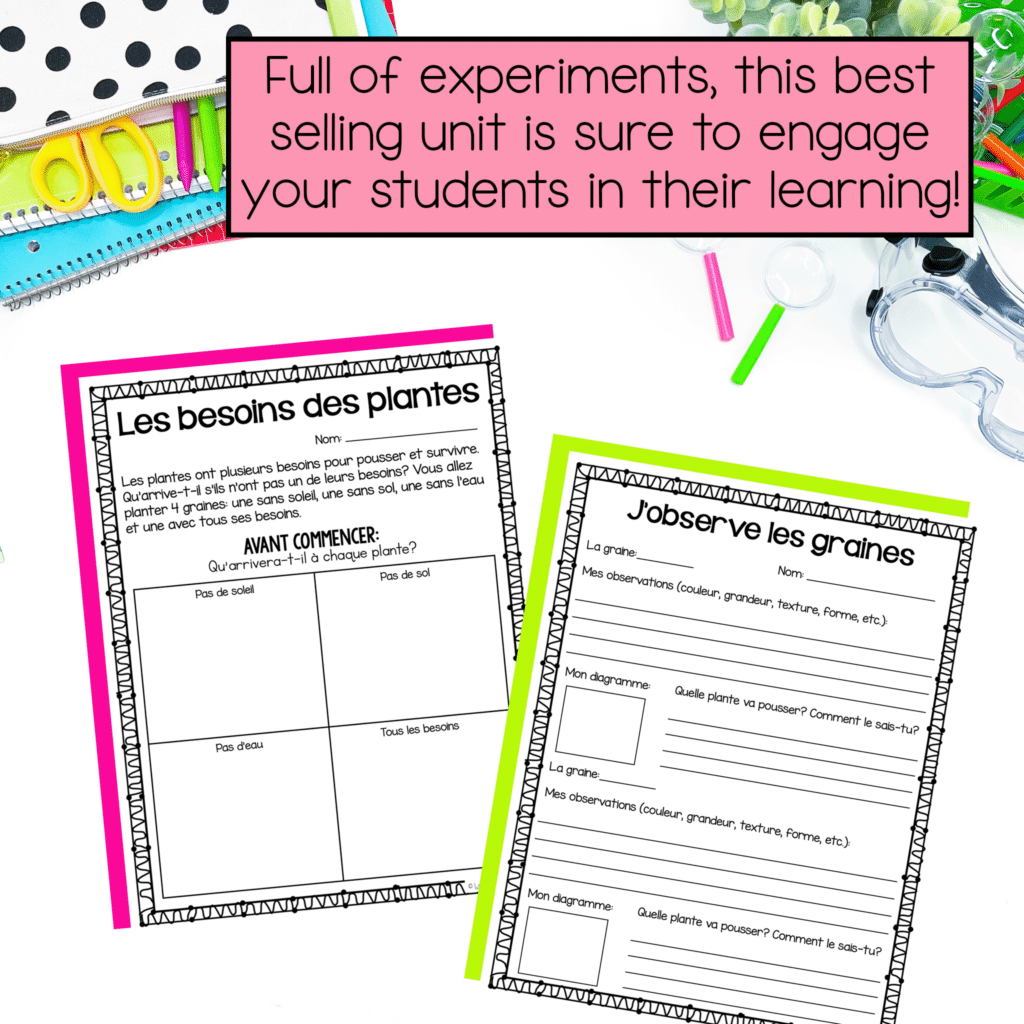 Growth and Changes in Plants Science Unit in FRENCH for Grade 3 - Les ...