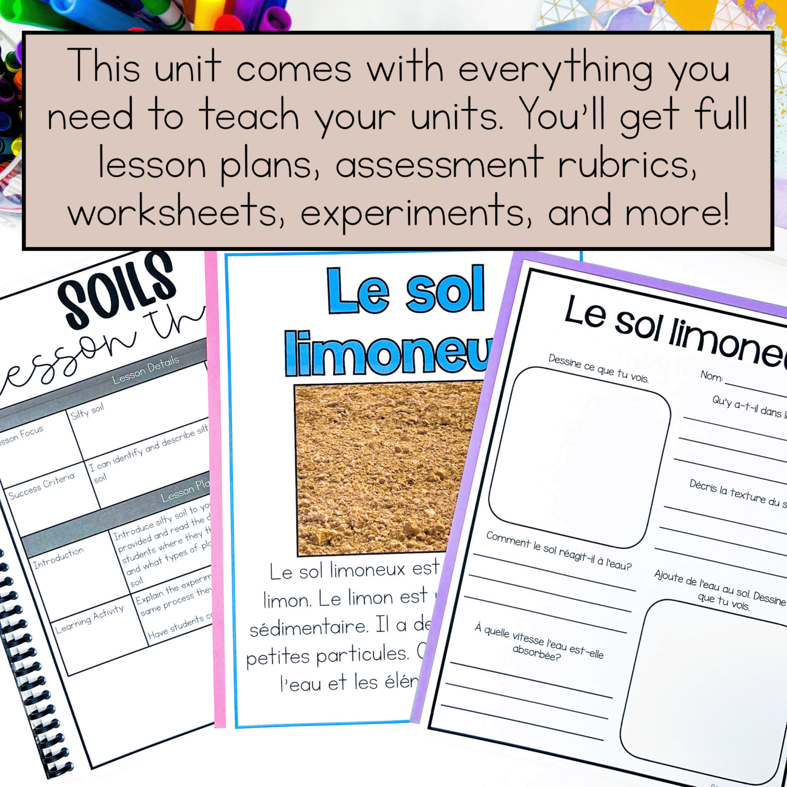 Soil in the Environment Science Unit in FRENCH - Le sol dans l ...