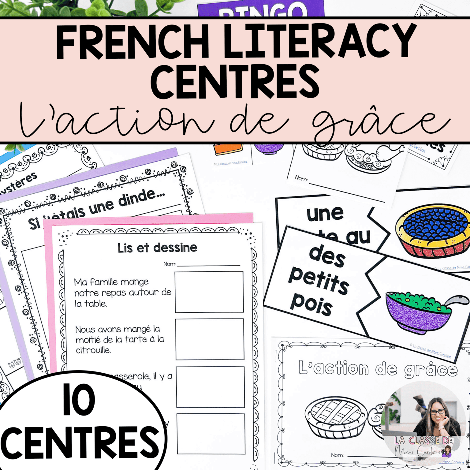 Primary French Thanksgiving Literacy Centres | L'action de grâce - La ...