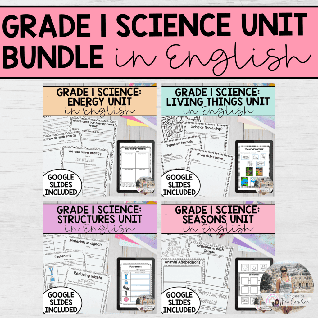 Grade 1 Science Unit Bundle in ENGLISH - Based on the Ontario Science ...