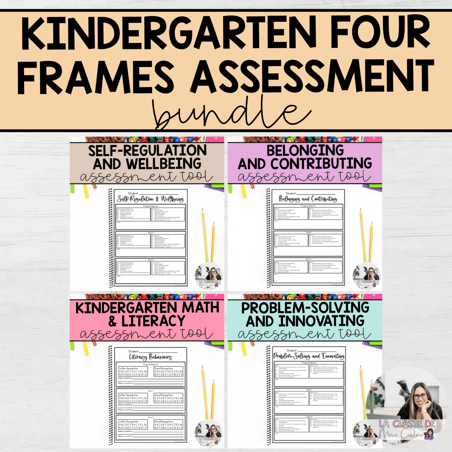 Kindergarten Four Frames Checklists: Bundle - La Classe de Mme Caroline
