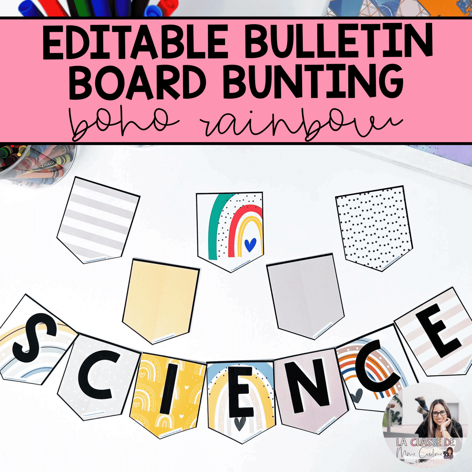 Bulletin Board Letters | Boho Rainbow Classroom Decor | Editable - La ...