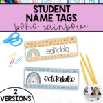 Editable Name Tags | Boho Rainbow Theme - La Classe de Mme Caroline