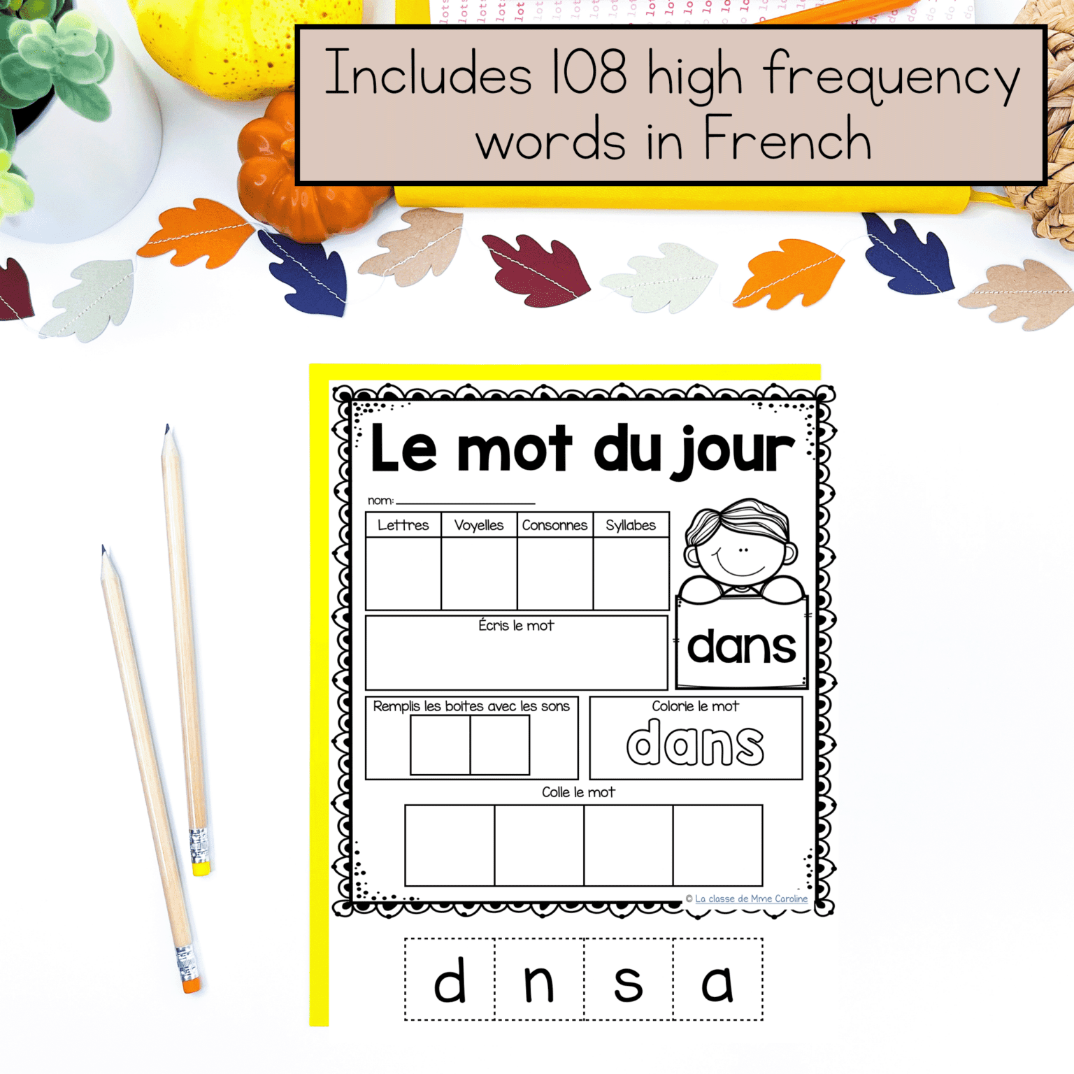 French Sight Words: Le mot du jour - La Classe de Mme Caroline