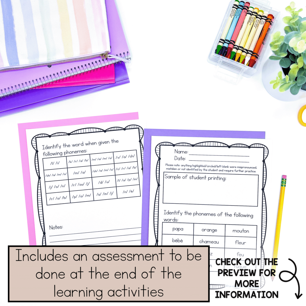 French Phonological Awareness Activities & Centres for Phoneme ...
