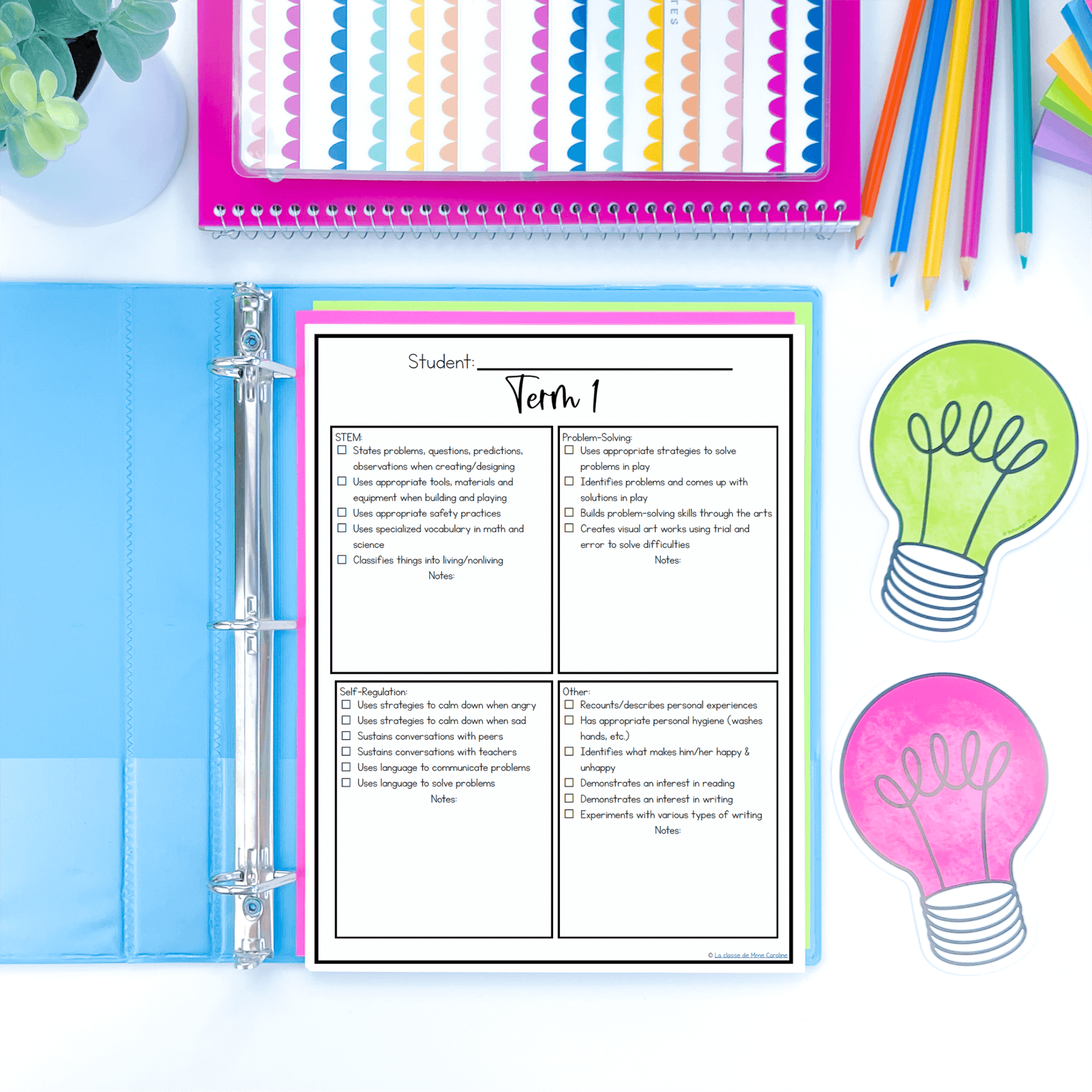 Kindergarten Four Frames Checklists: Bundle - La Classe de Mme Caroline