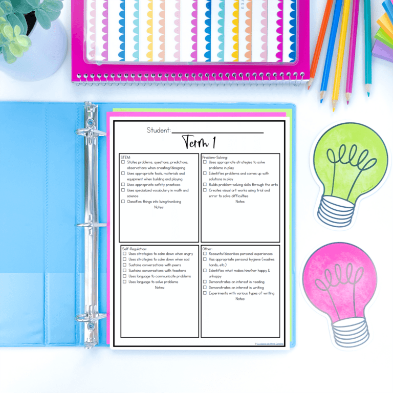Kindergarten Four Frames Checklists: Bundle - La Classe de Mme Caroline