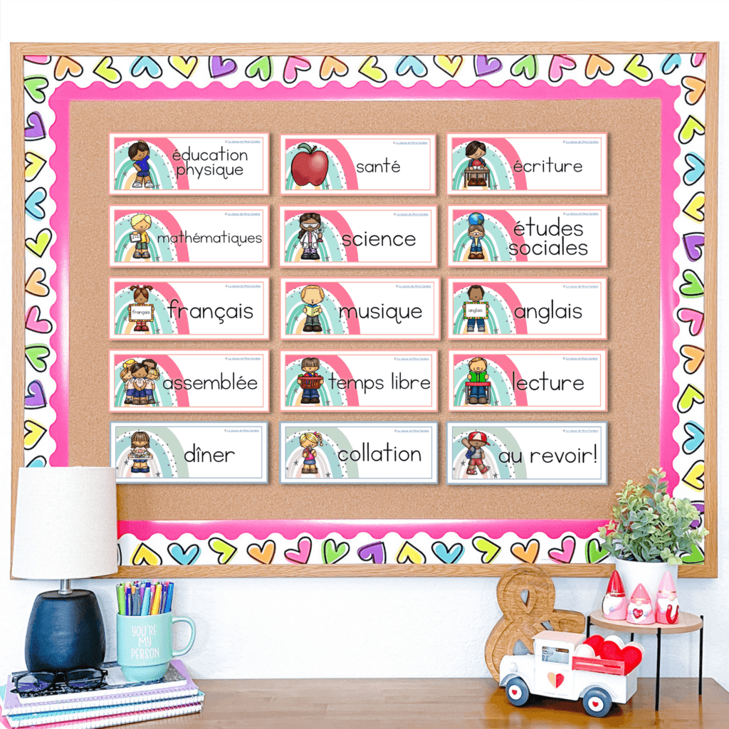 French Schedule Cards | Horaire de classe - Boho Rainbow Classroom ...