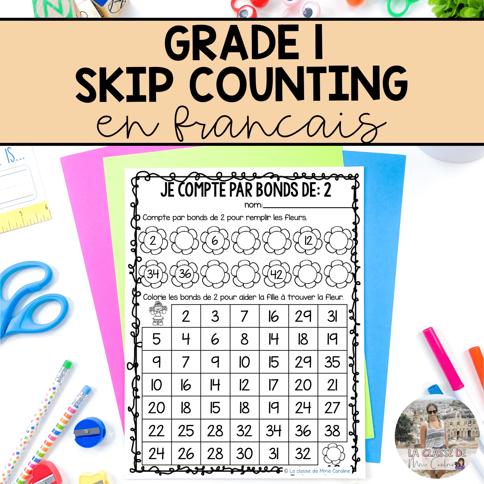 Grade 1 Math: French Skip Counting (2s, 5s 10s) - La Classe de Mme Caroline