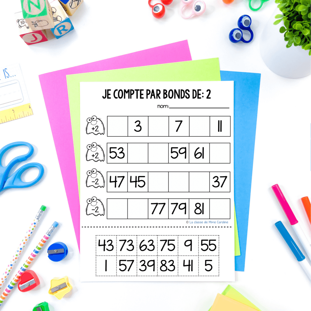 Grade 1 Math: French Skip Counting (2s, 5s 10s) - La Classe de Mme Caroline