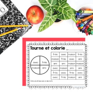French Sight Words: Tourne et Colorie - La Classe de Mme Caroline