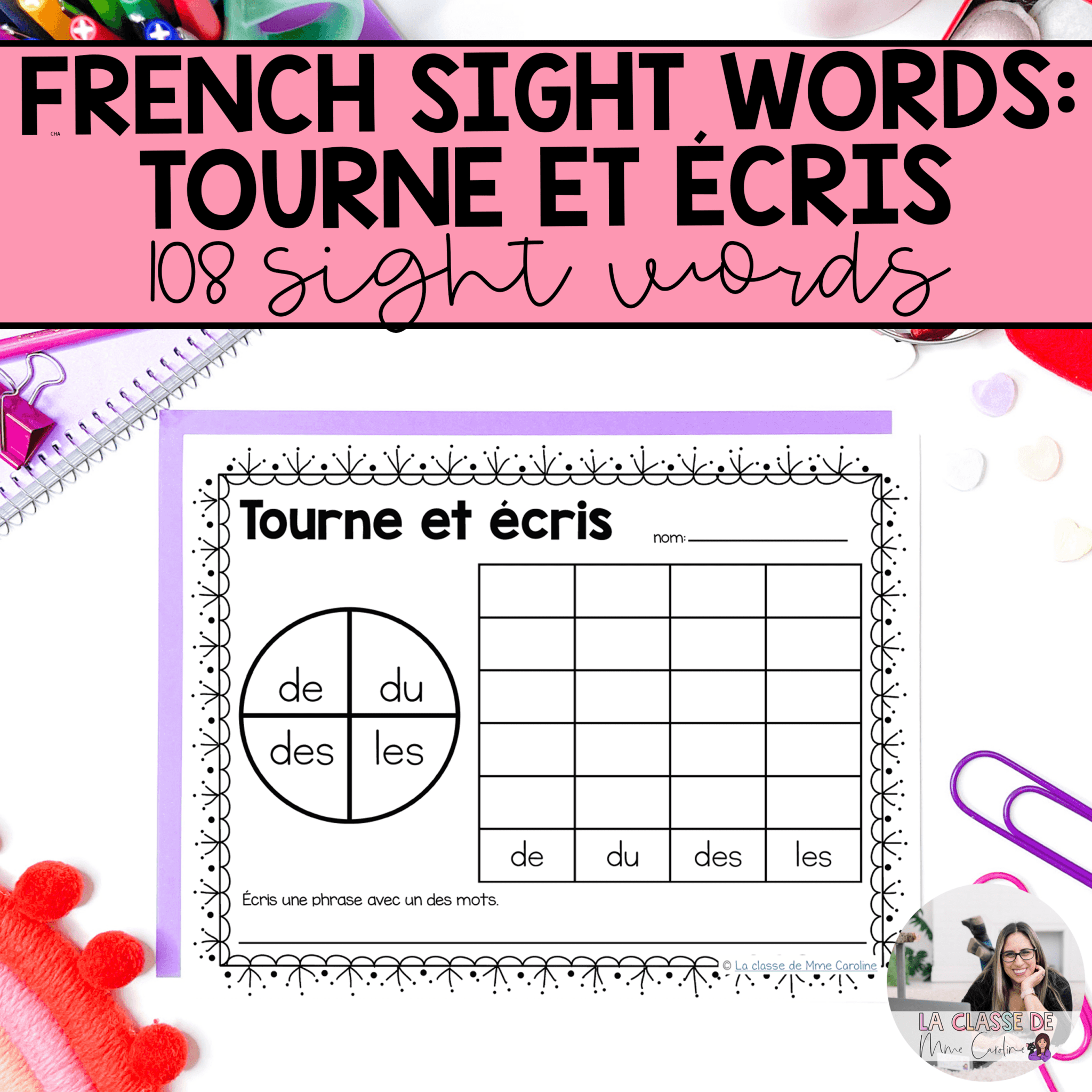 French Sight Words: Spin it, Write it - La Classe de Mme Caroline
