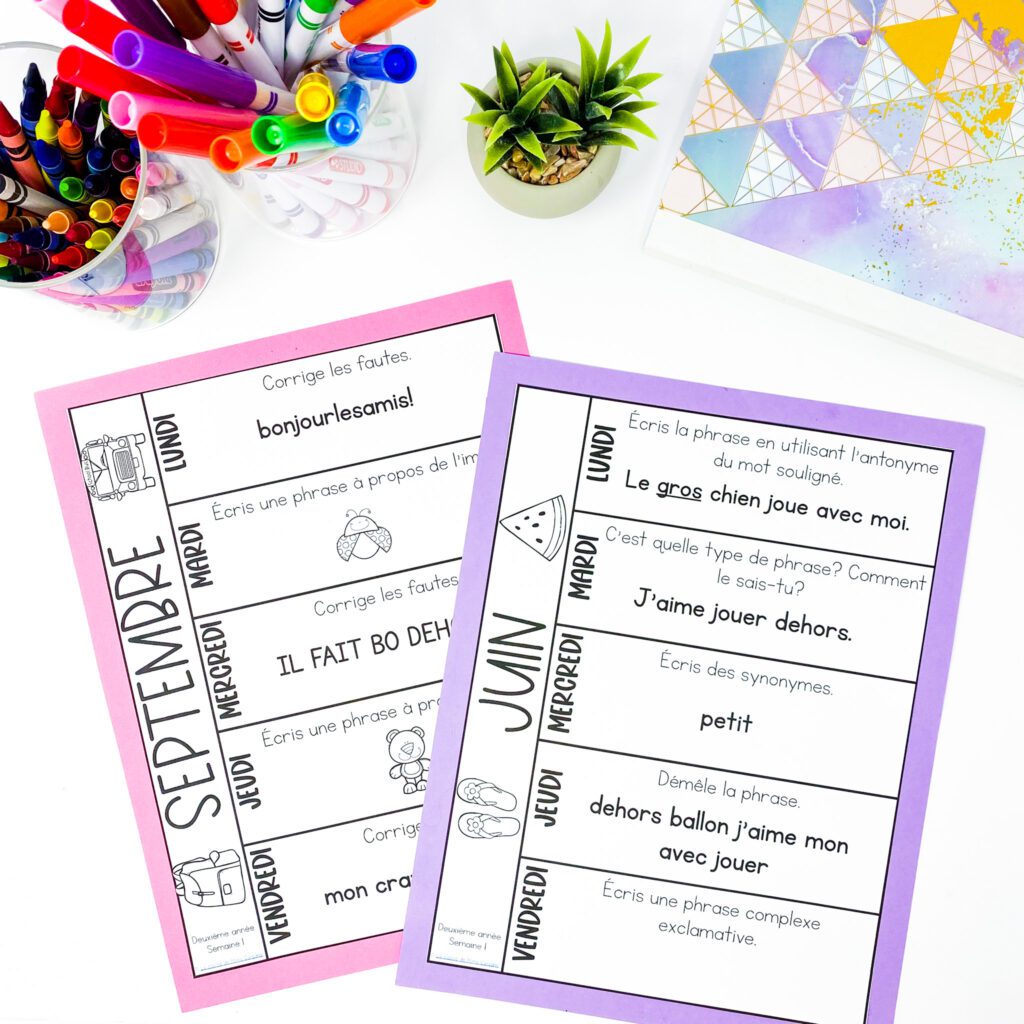 Grade 2 French Grammar Activities Full Year Bundle - Printable & Google ...
