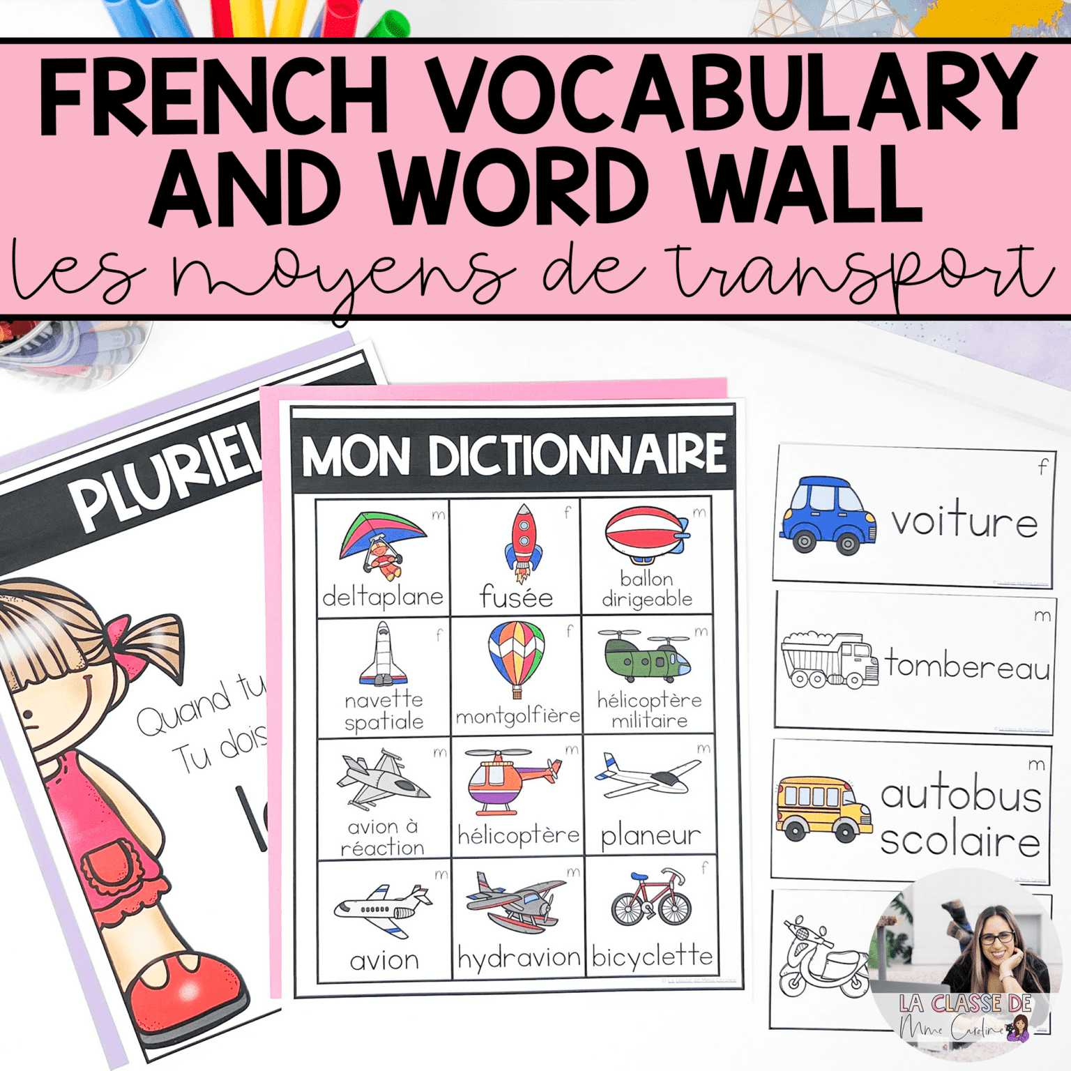French Transportation Vocabulary - French Word Wall Cards - La Classe ...