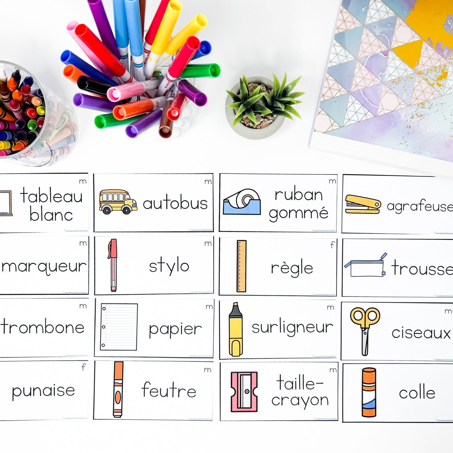 French School Vocabulary and Word Wall Cards - Vocabulaire de l'école ...