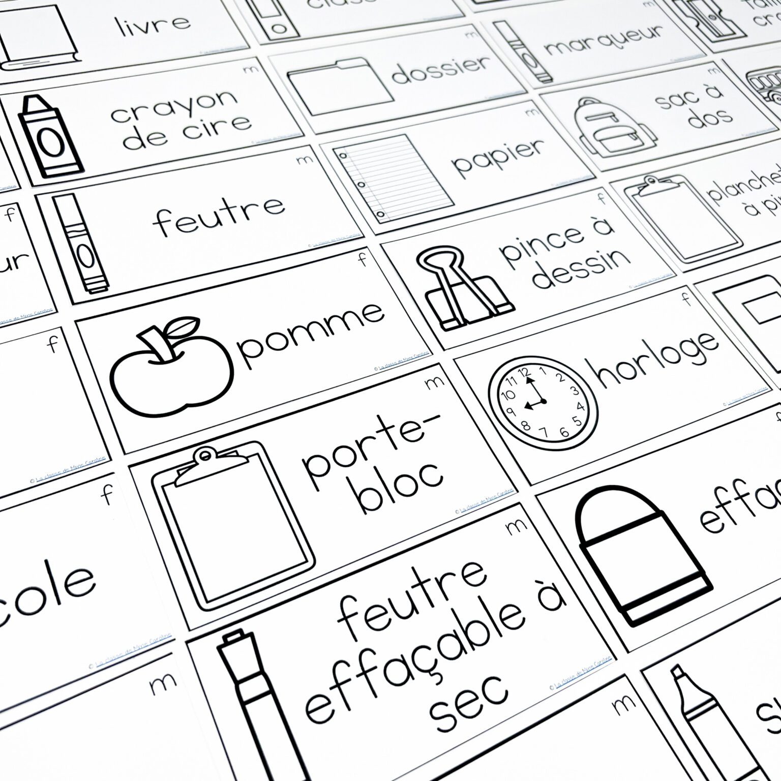 French School Vocabulary and Word Wall Cards - Vocabulaire de l'école ...