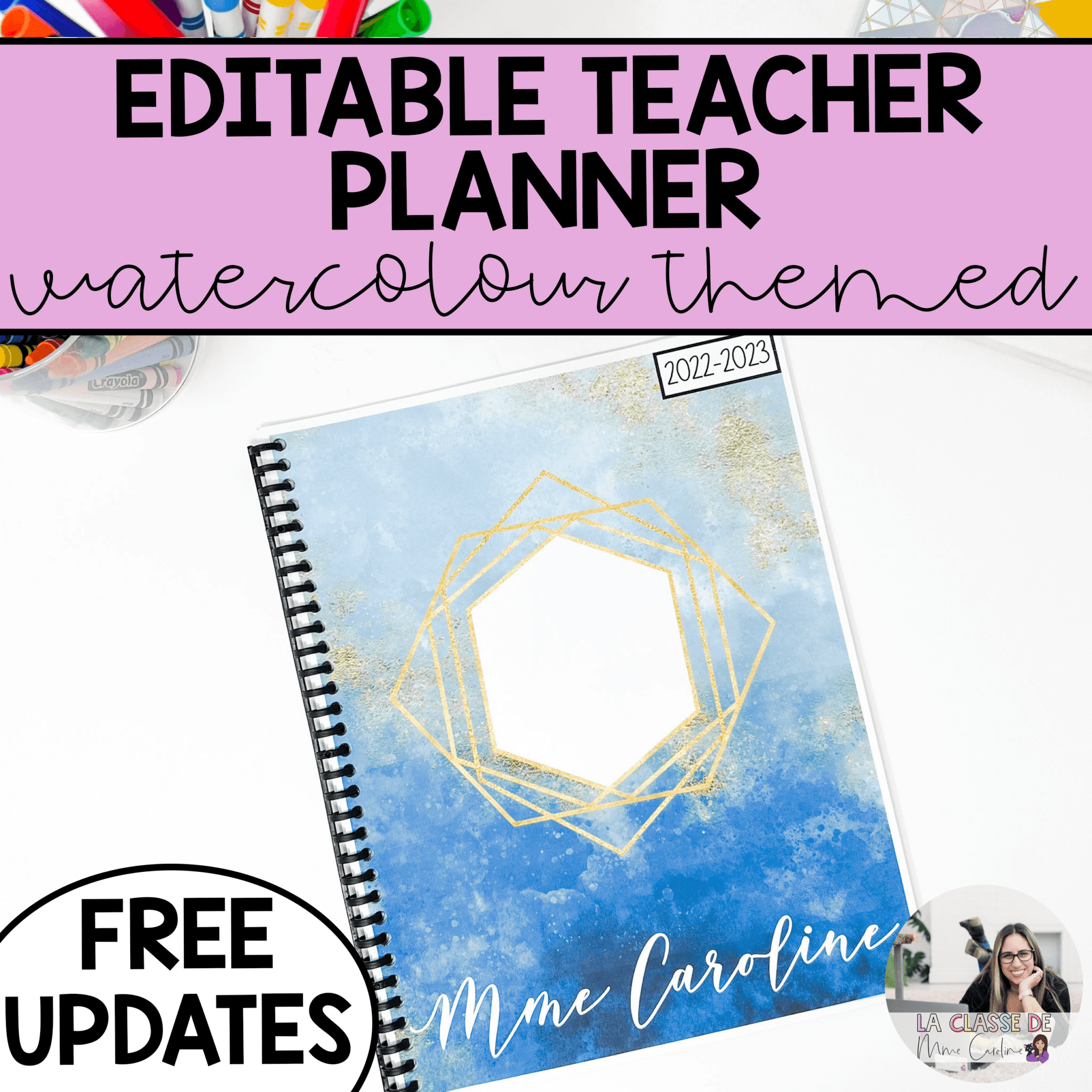 EDITABLE Teacher Planner with FREE YEARLY UPDATES - Blue and Gold ...