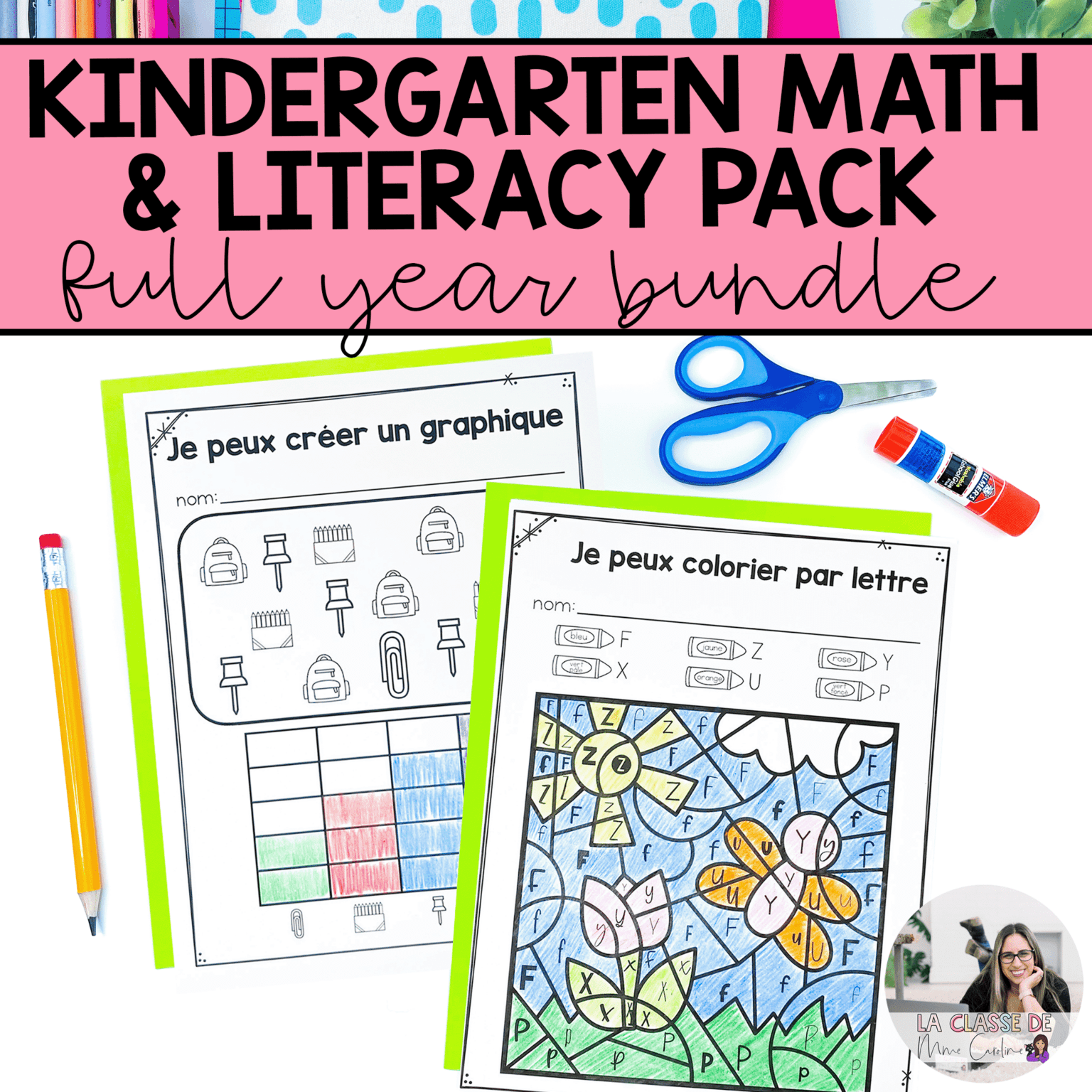 French Math and Literacy Worksheets for Kindergarten and Grade 1 Bundle ...