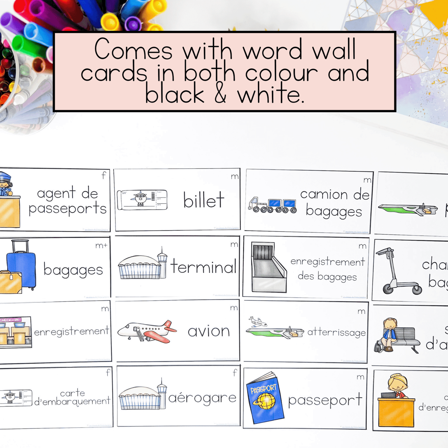French Airport Vocabulary | French Word Wall Cards | vocabulaire de l ...