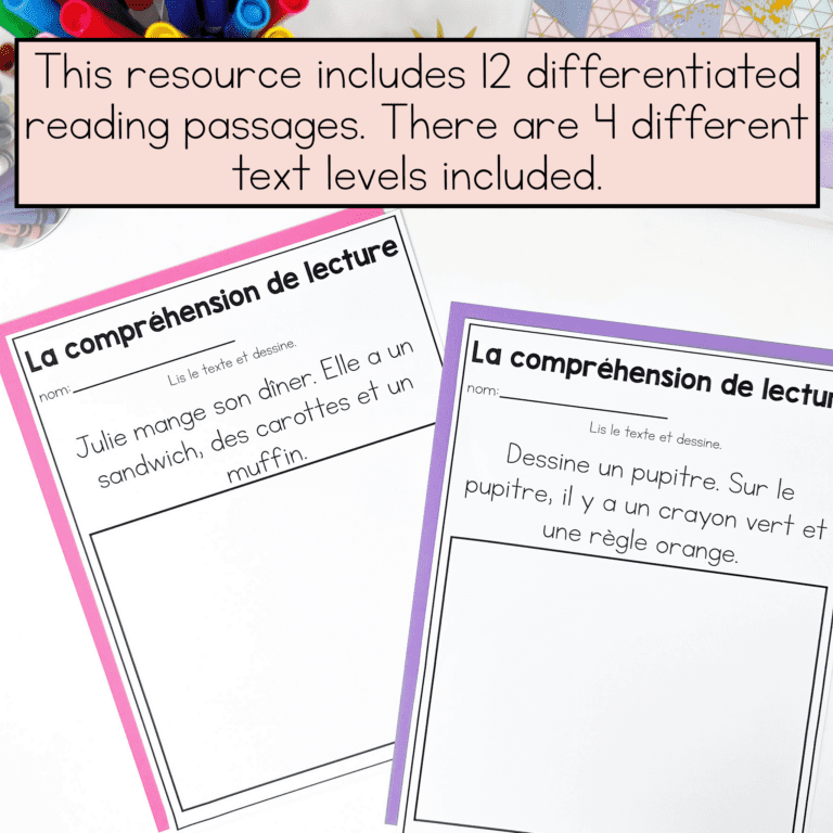 Differentiated French Reading Passages for Back to School | French ...