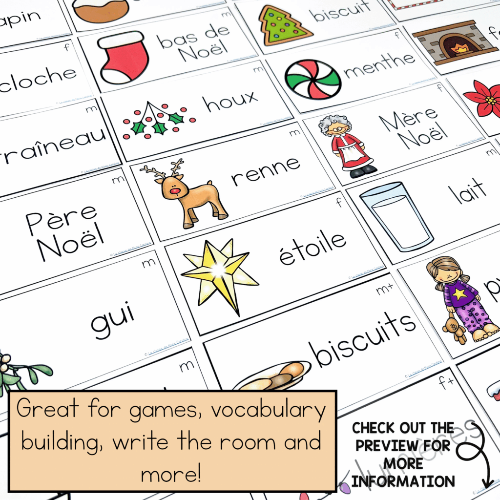 French Christmas Vocabulary | French Word Wall Cards | Vocabulaire de ...