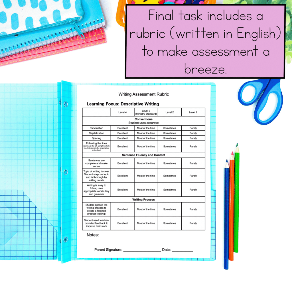 French Descriptive Writing Unit for Primary Students | L'écriture ...