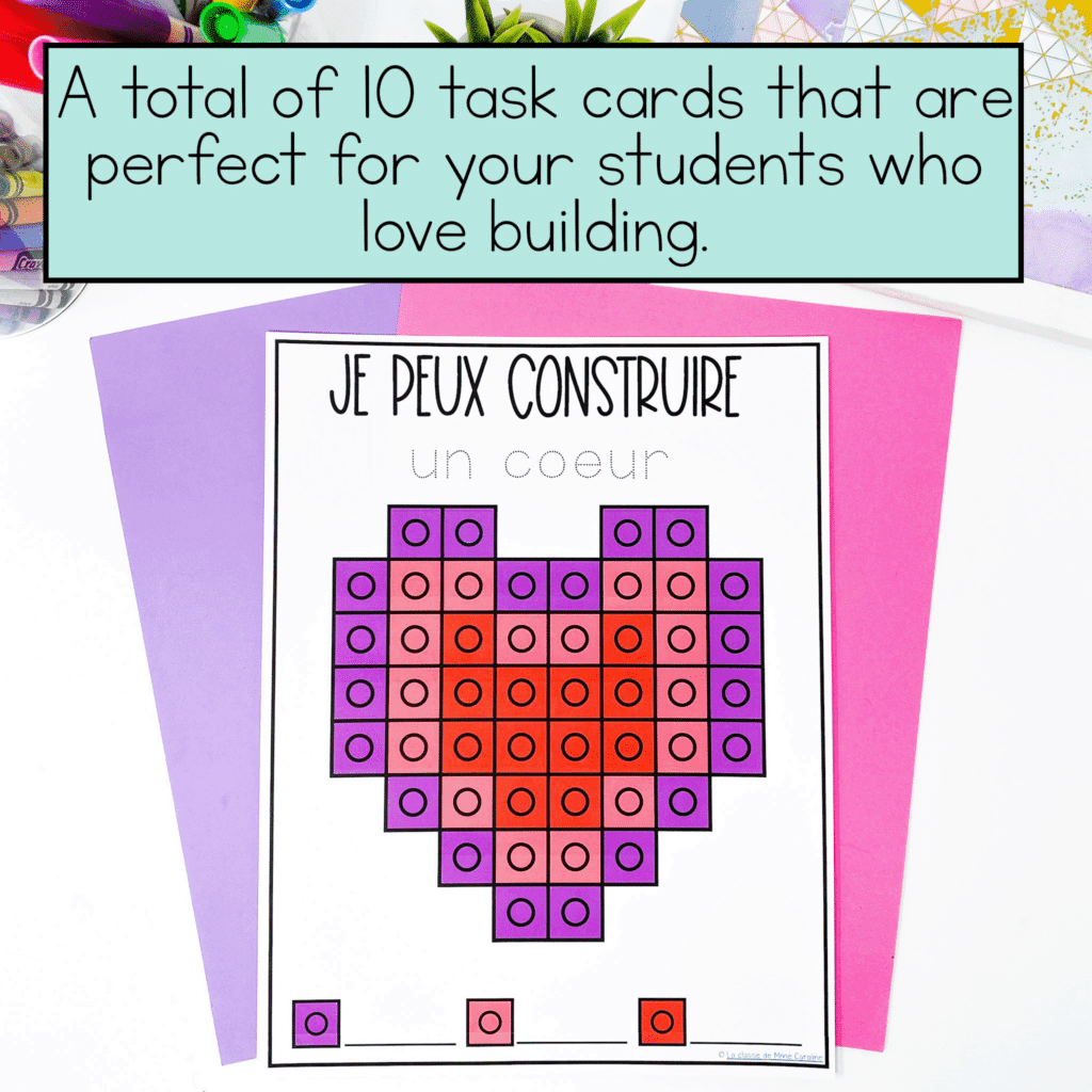 French Valentine's Day Snap Cube Task Cards | French Math Centres - La ...