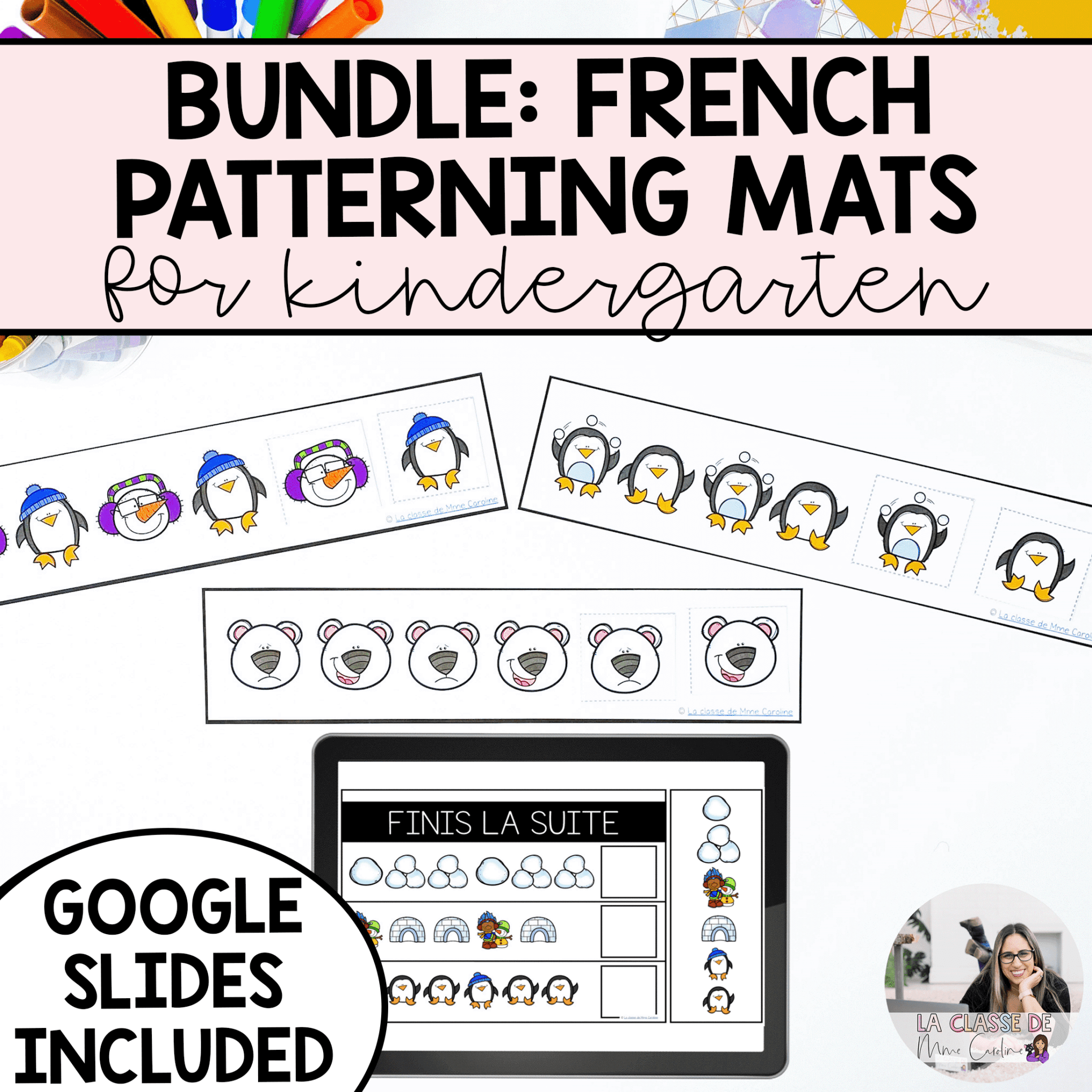 French Patterning Math Centre for Kindergarten Bundle | Les suites en ...