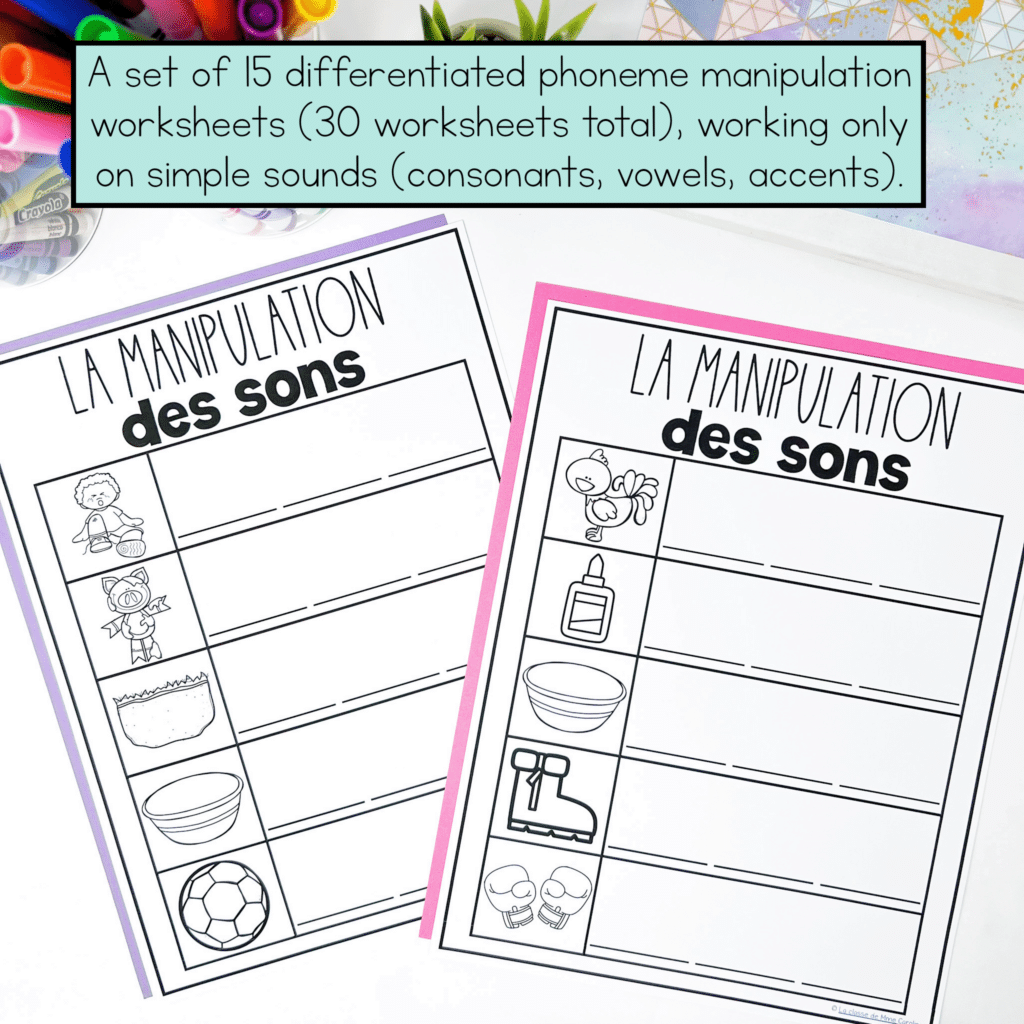 French Phoneme Substitution Worksheets Simple Sounds | French Science ...