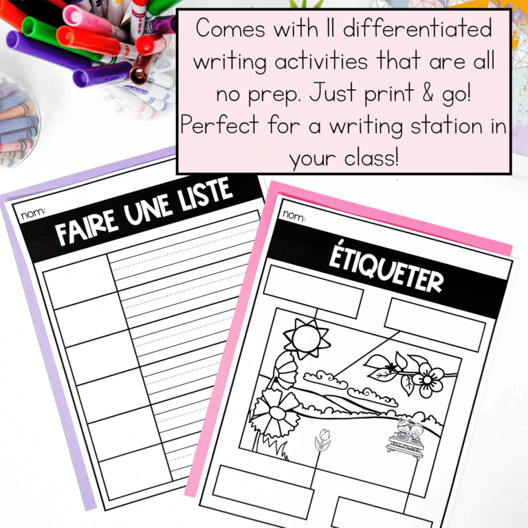 French Spring Writing Centre | No Prep French Writing Activities - La ...