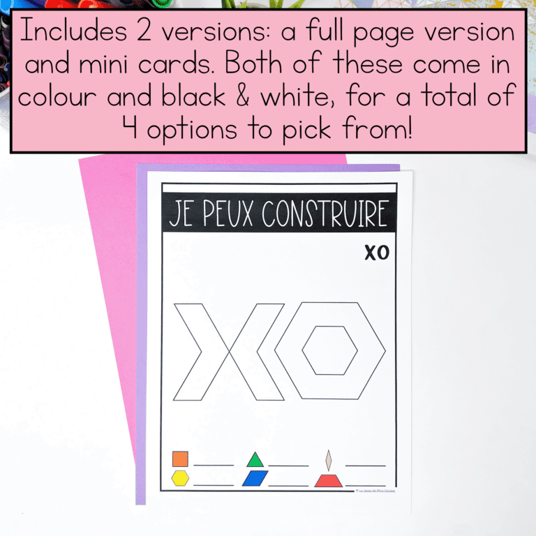 French Valentine's Day Pattern Block Task Cards | French Math Centres ...