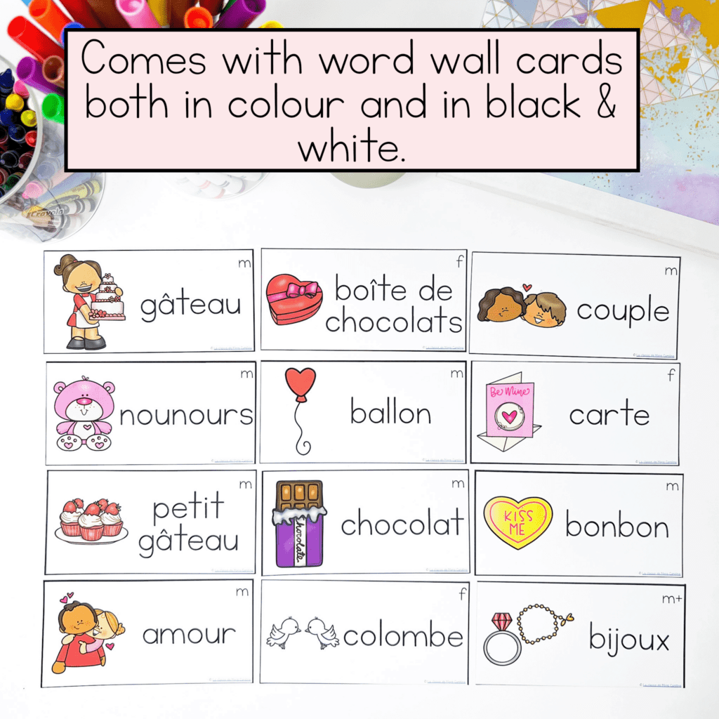 French Valentine's Day Vocabulary Word Wall Cards | Cartes de ...