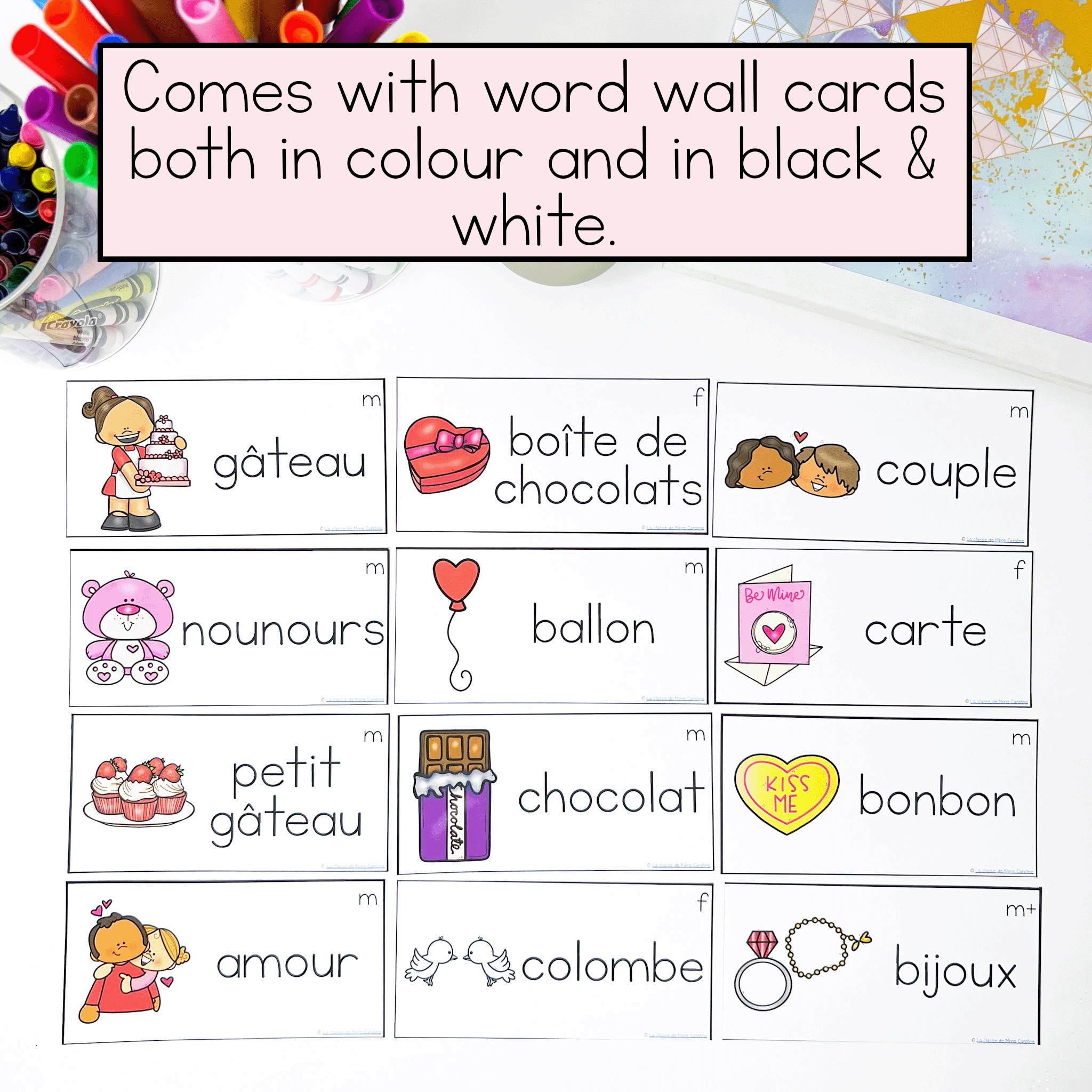 French Valentine's Day Vocabulary Word Wall Cards | Cartes de ...