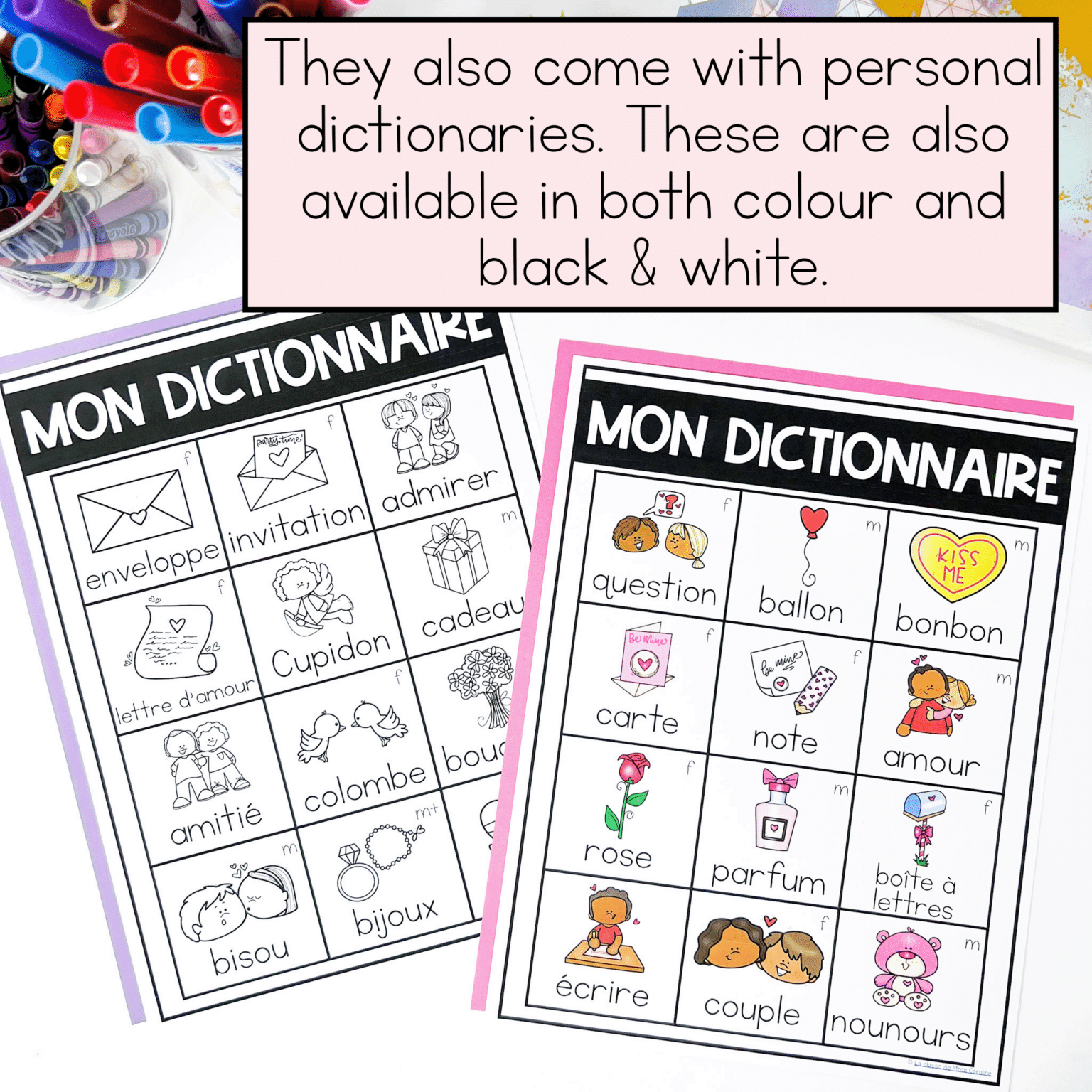 French Valentine's Day Vocabulary Word Wall Cards | Cartes de ...