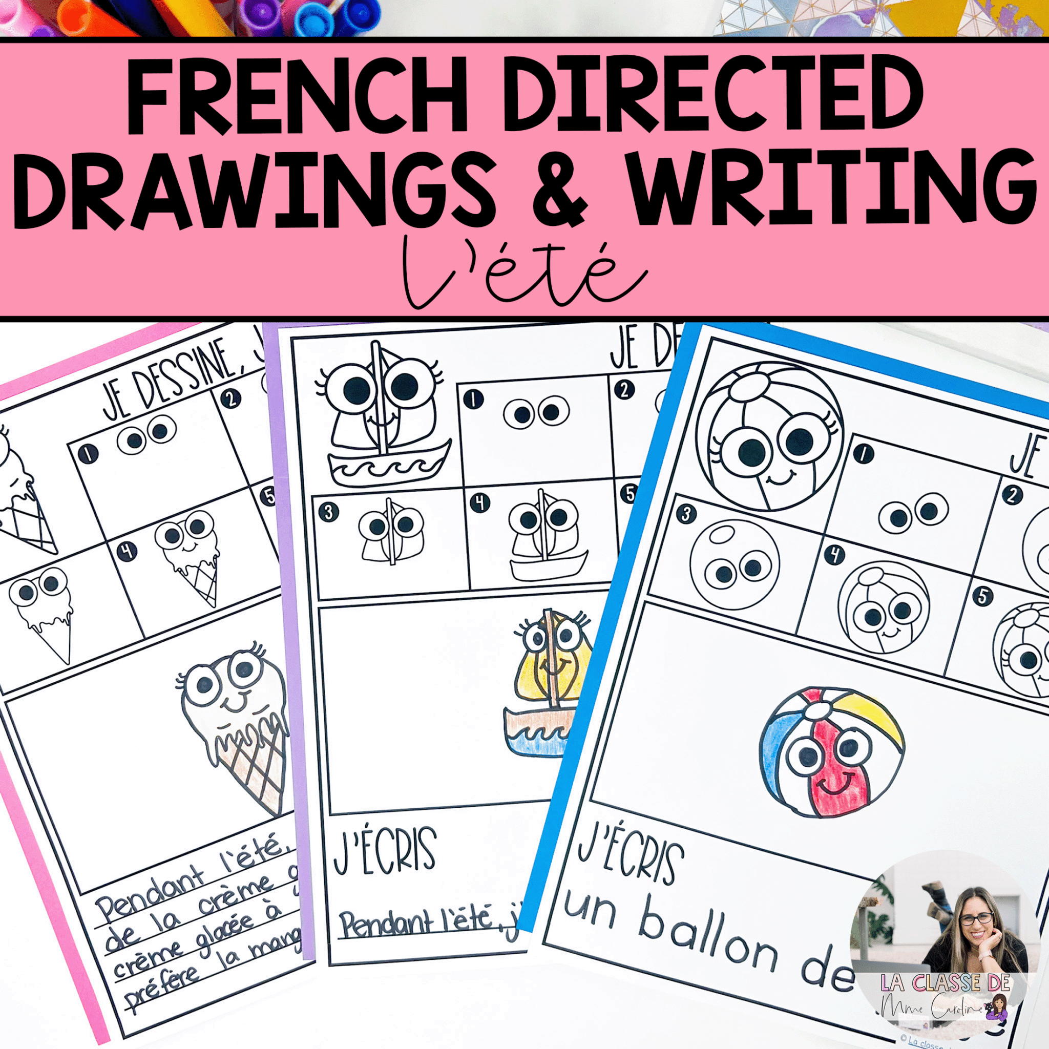 French Summer Directed Drawing & Writing Activity | Les dessins dirigés ...