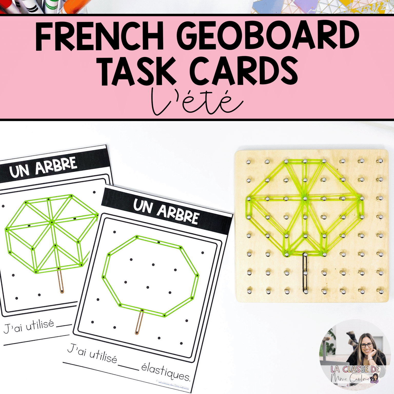 French Summer Geoboard Task Cards | French Math Centres | les géoplans ...