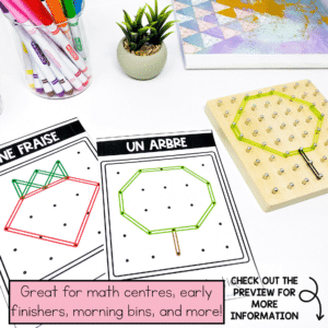 French Summer Geoboard Task Cards | French Math Centres | les géoplans ...