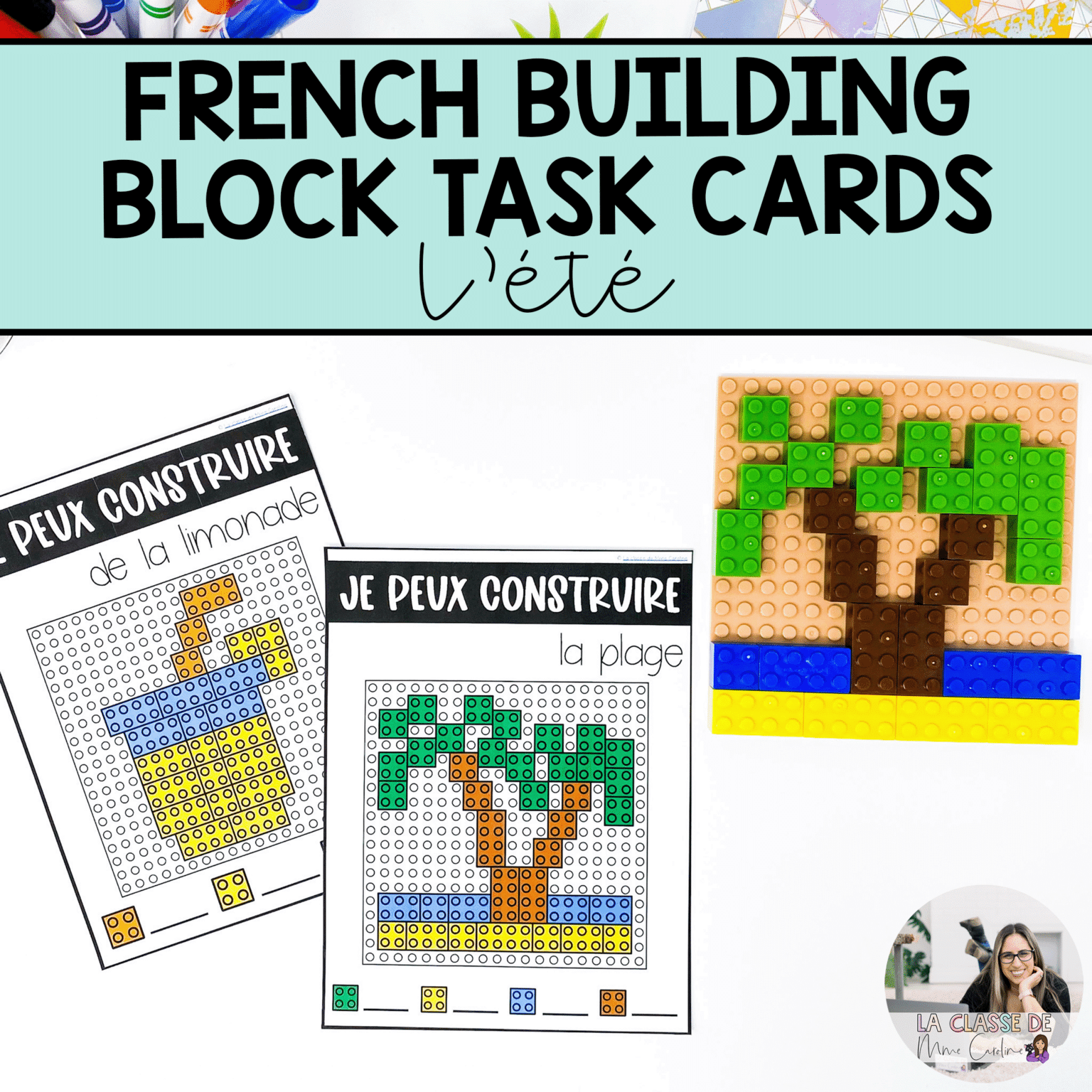 French Summer Geoboard Task Cards | French Math Centres | les géoplans ...