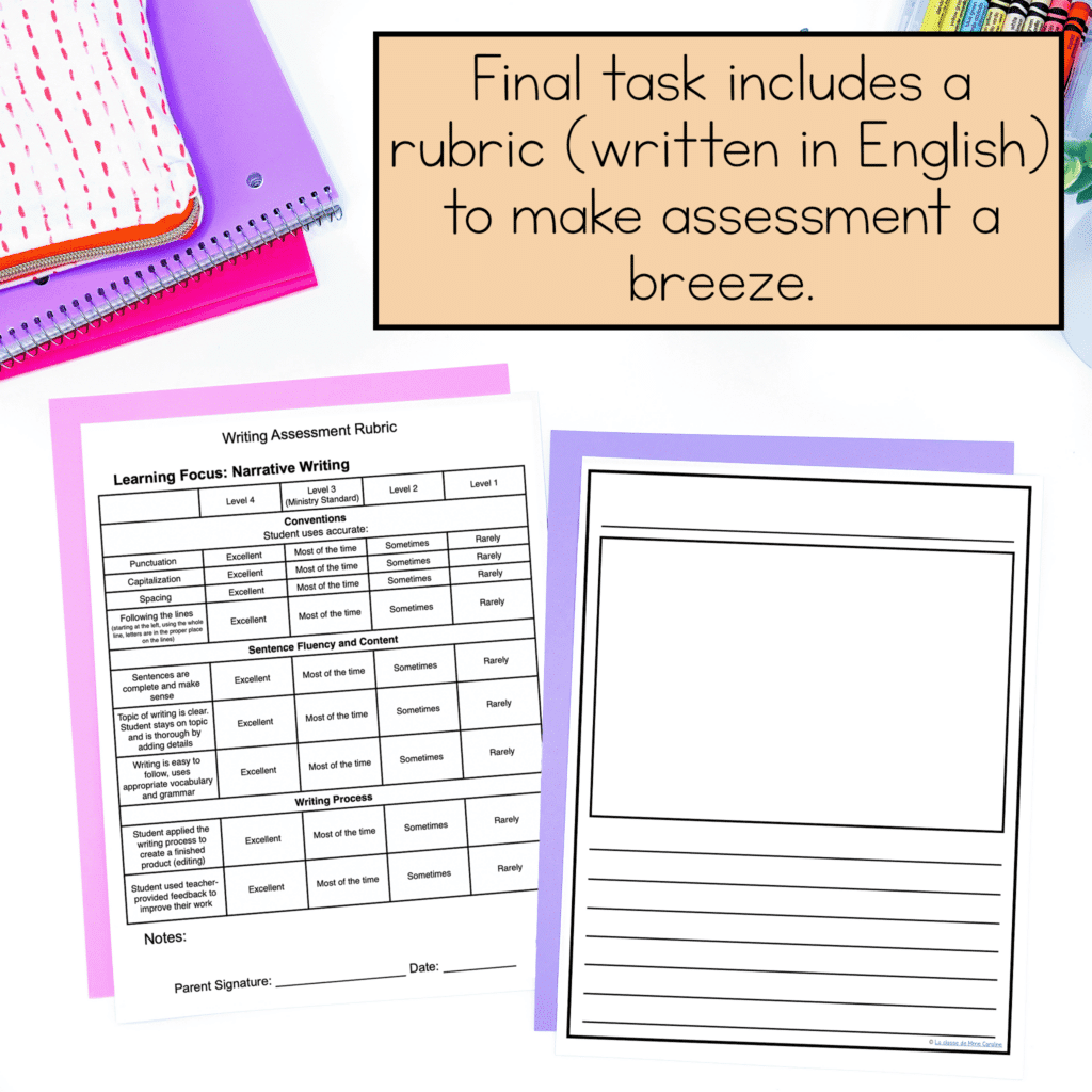 French Narrative Writing Unit for Primary Students | Unité: l'écriture ...