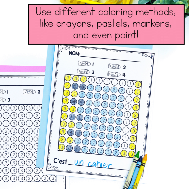 French Back to School Colour by Code Mystery Images | Colorie par code ...