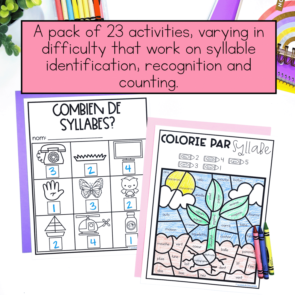French Syllable Worksheets and Assessment for Primary Students | Les ...