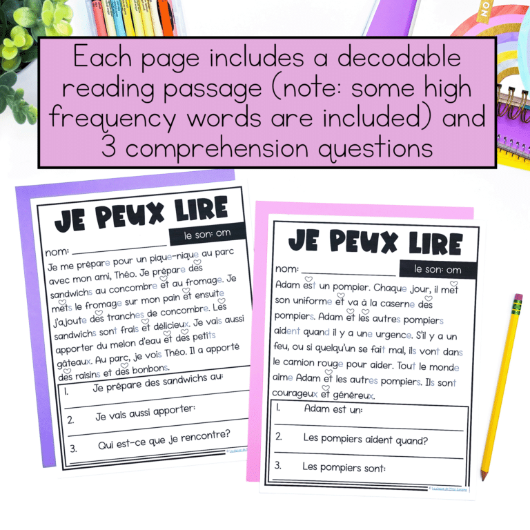 French Decodable Reading Passages & Comprehension Questions for ...