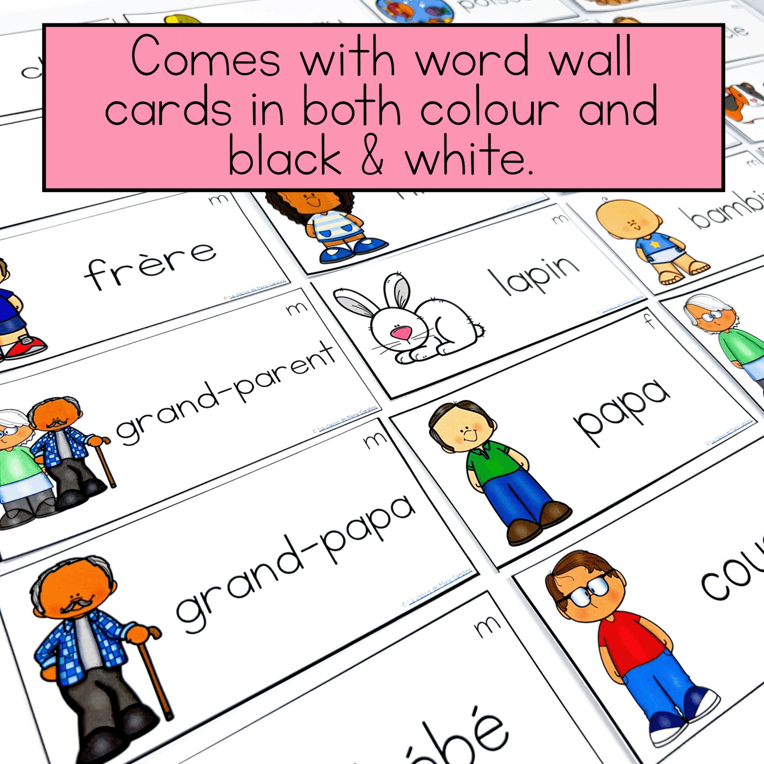 French Family Vocabulary Word Wall Cards | Cartes de vocabulaire la ...