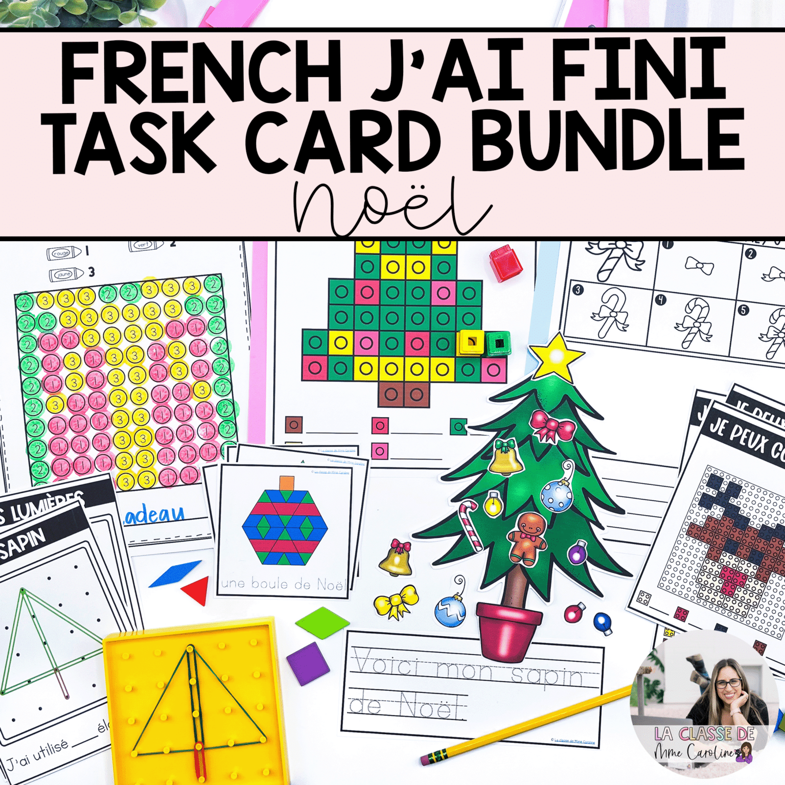 French Christmas Geoboard Task Cards | French Math Centres | les ...