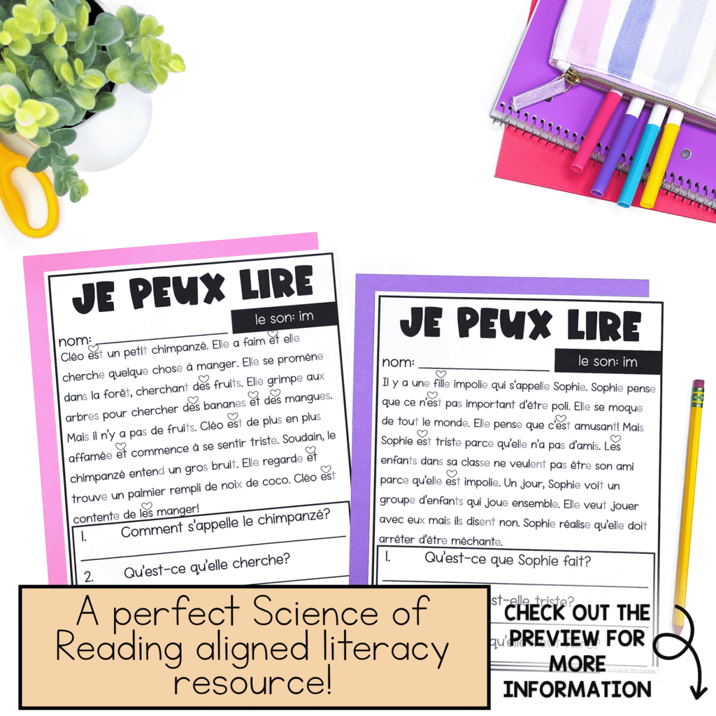 French Decodable Reading Passages & Comprehension Questions Compound ...